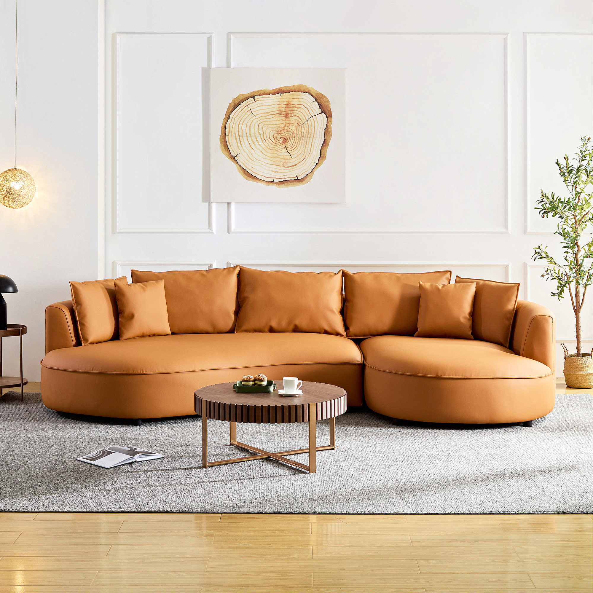 Orren Ellis Modern Sectional Curved Sofa Couch For Living Room ...