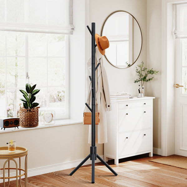 Rebrilliant Solid Wood Freestanding Coat Rack with 7 Hooks & Stable ...