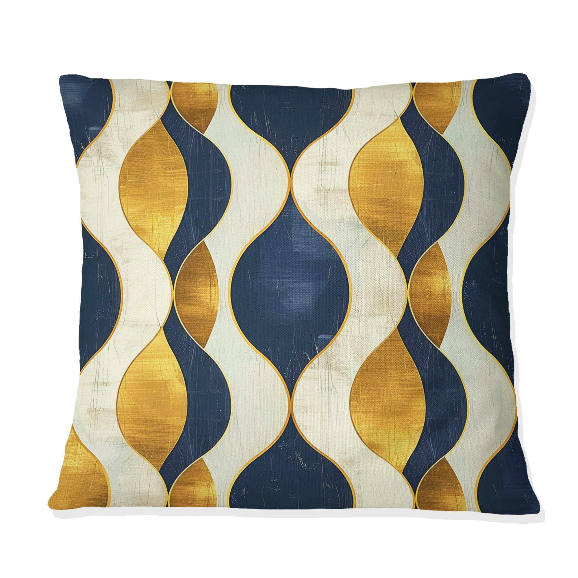 Design Art Gold Ogee Print - Midcentury Throw Pillow | Wayfair