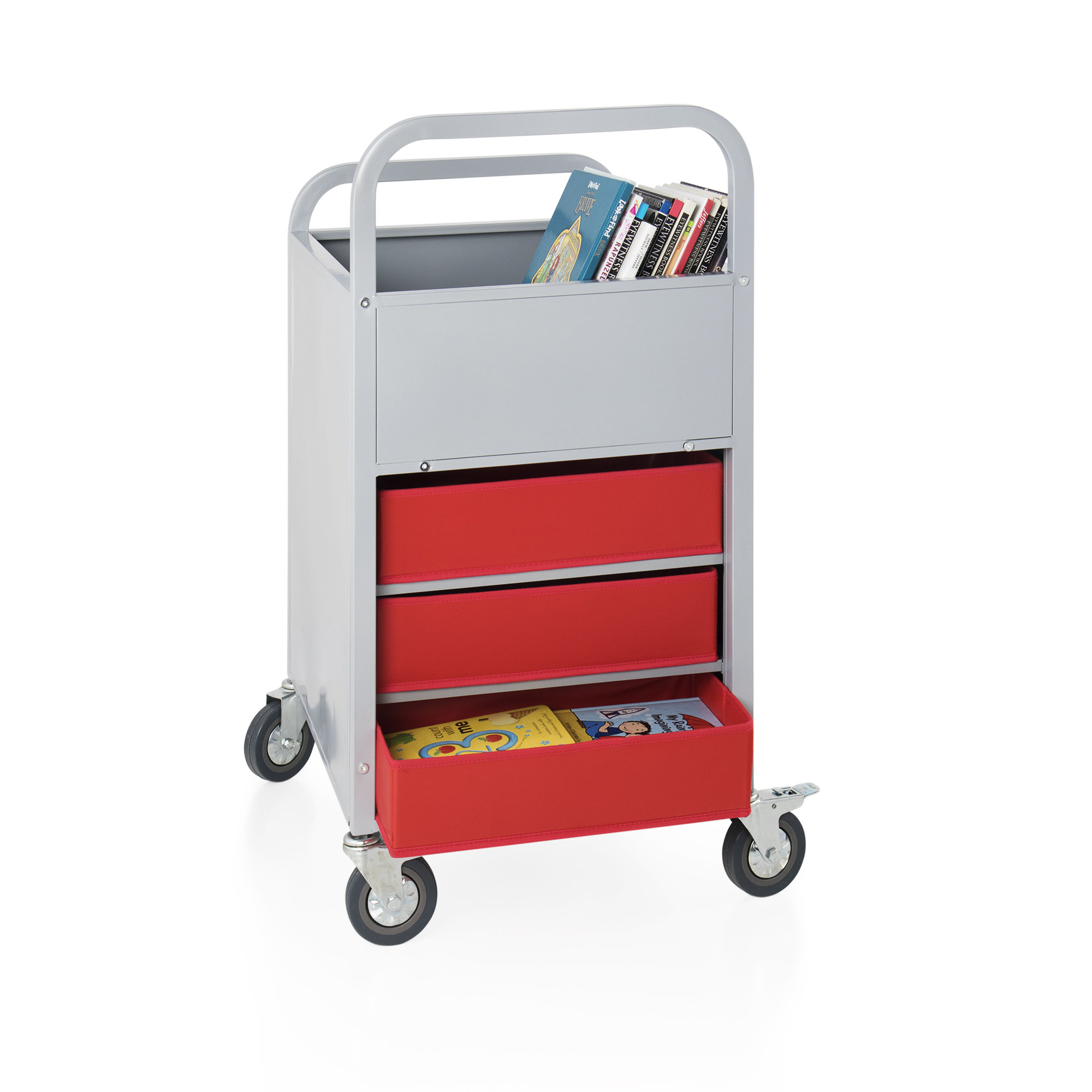 Guidecraft Mobile Storage Utility Cart with Bins and Casters & Reviews ...