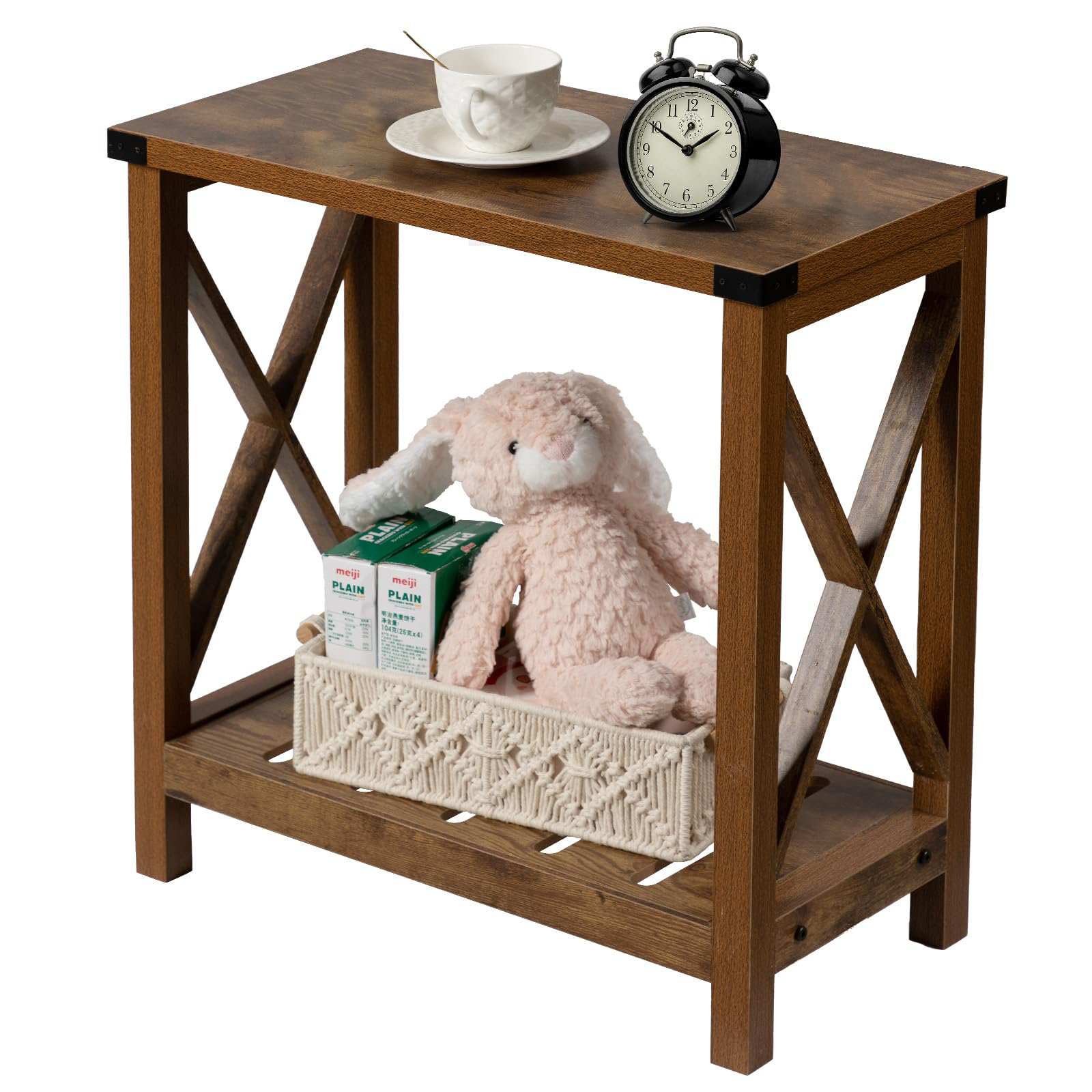 Gracie Oaks Rustic Brown Narrow End Table - Modern Farmhouse Style ...