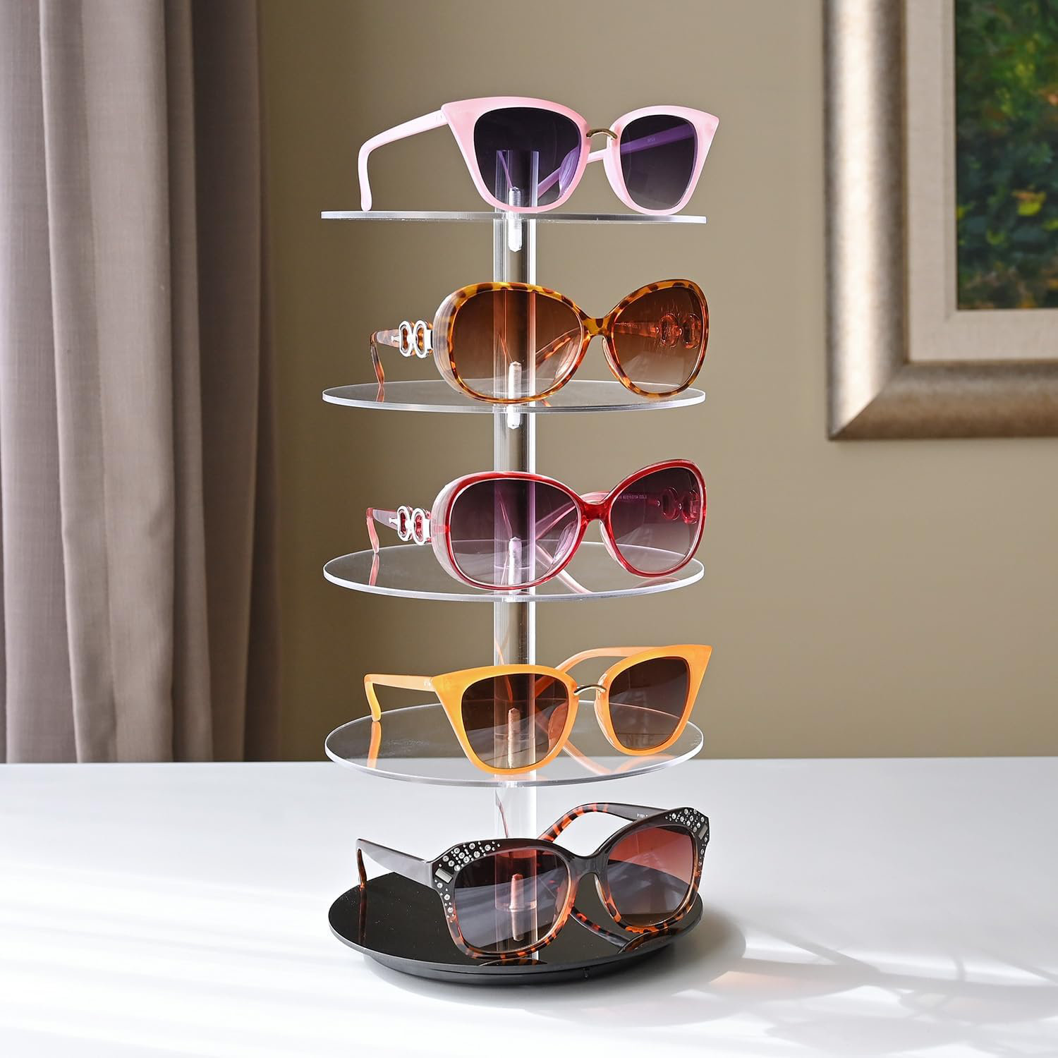 Rebrilliant 5 Tier Acrylic Rotating Eyewear Display Stand for 5 Frames ...