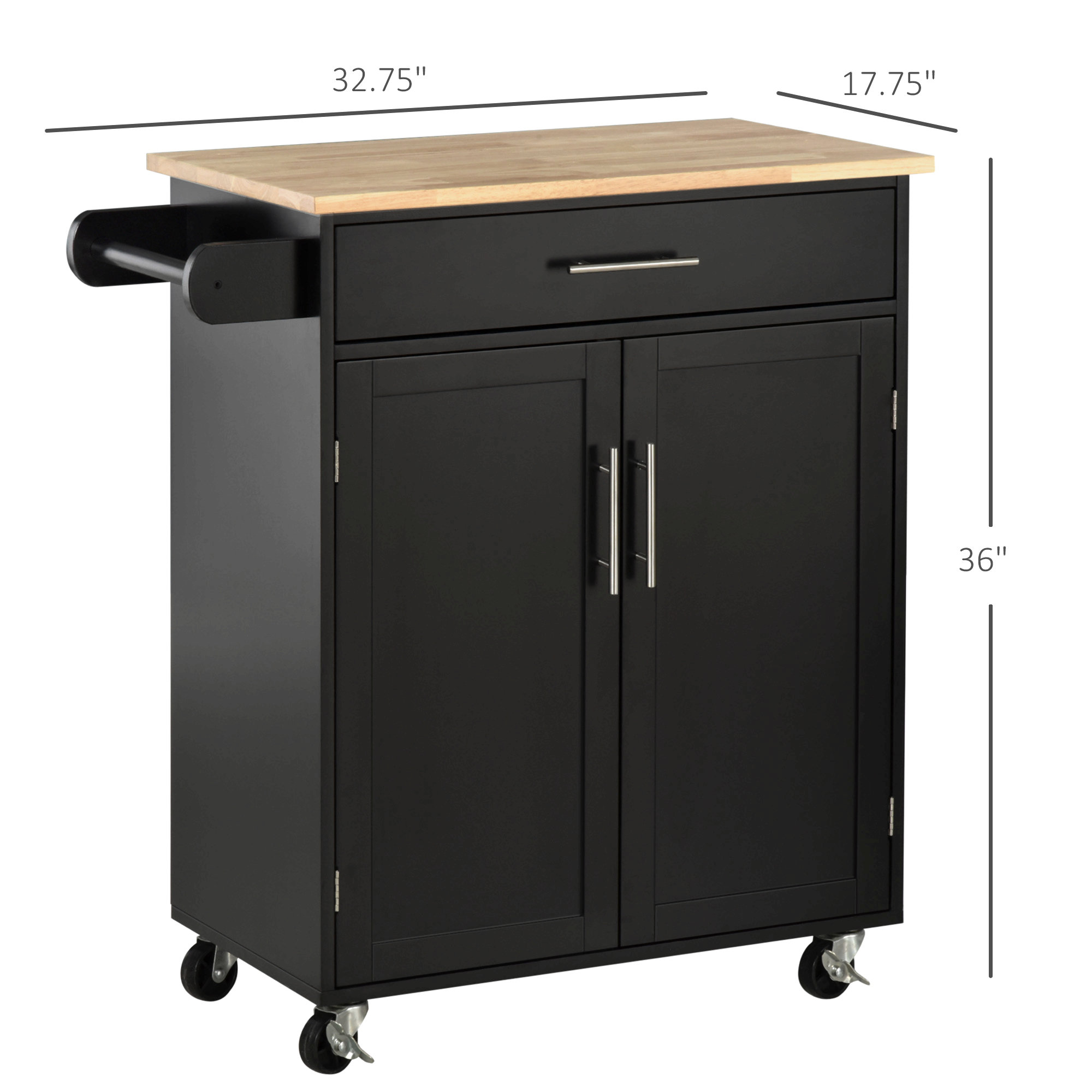 Lark Manor™ Kitchen Island Cart Rolling Trolley Cart With Drawer ...