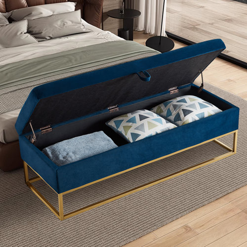 Long Upholstered Storage Benches You'll Love | Wayfair