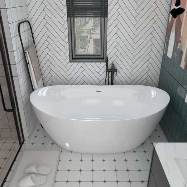 SOTUBX Free Standing Tub 69'' x 33" Acrylic Freestanding Bathtub A04 ...