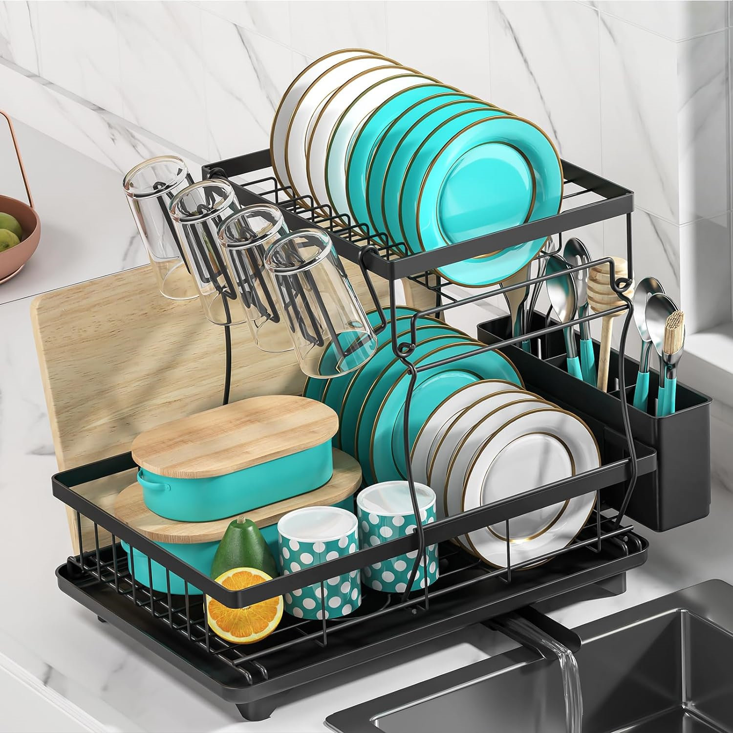 YITAHOME Adjustable Two Tier Dish Rack | Wayfair