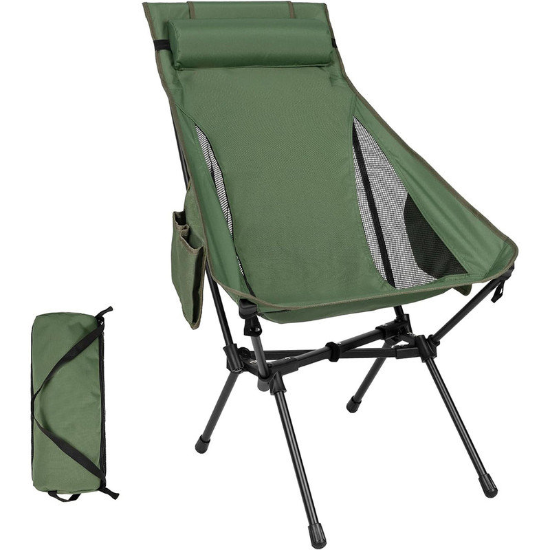 Latitude Run® Stable High Back Camping Chair, Compact Folding Chair ...