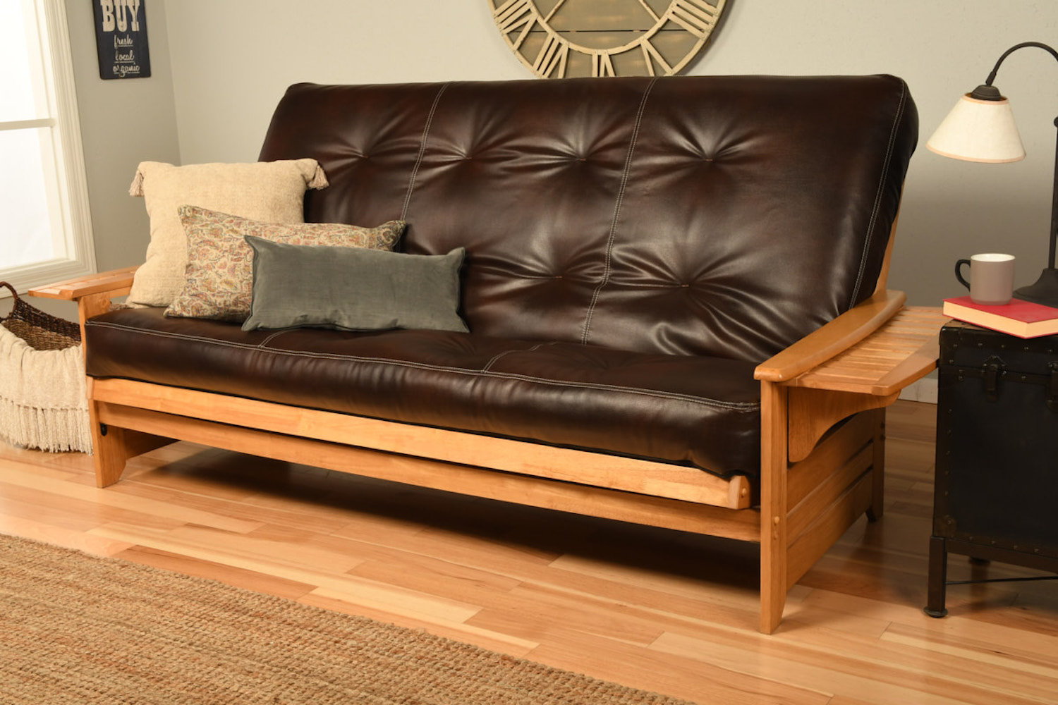 The Twillery Co.® Stratford Faux leather Futon and Mattress & Reviews ...