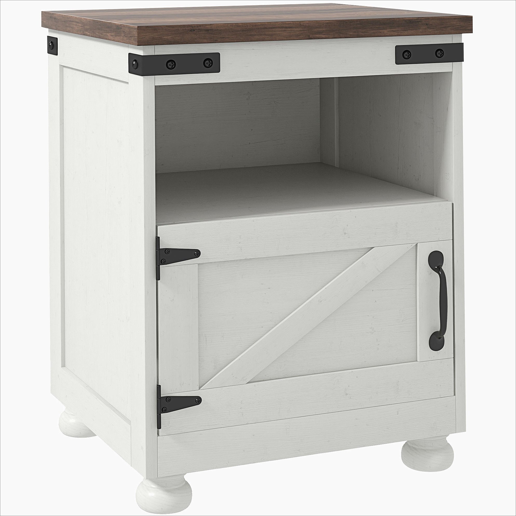 Gracie Oaks Farmhouse Side Table, End Table with Open Shelf and ...