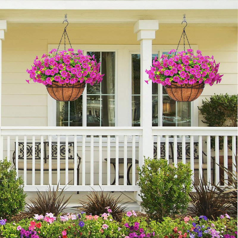 Primrue 2 Pack Artificial Hanging Flowers For Outdoors | Wayfair