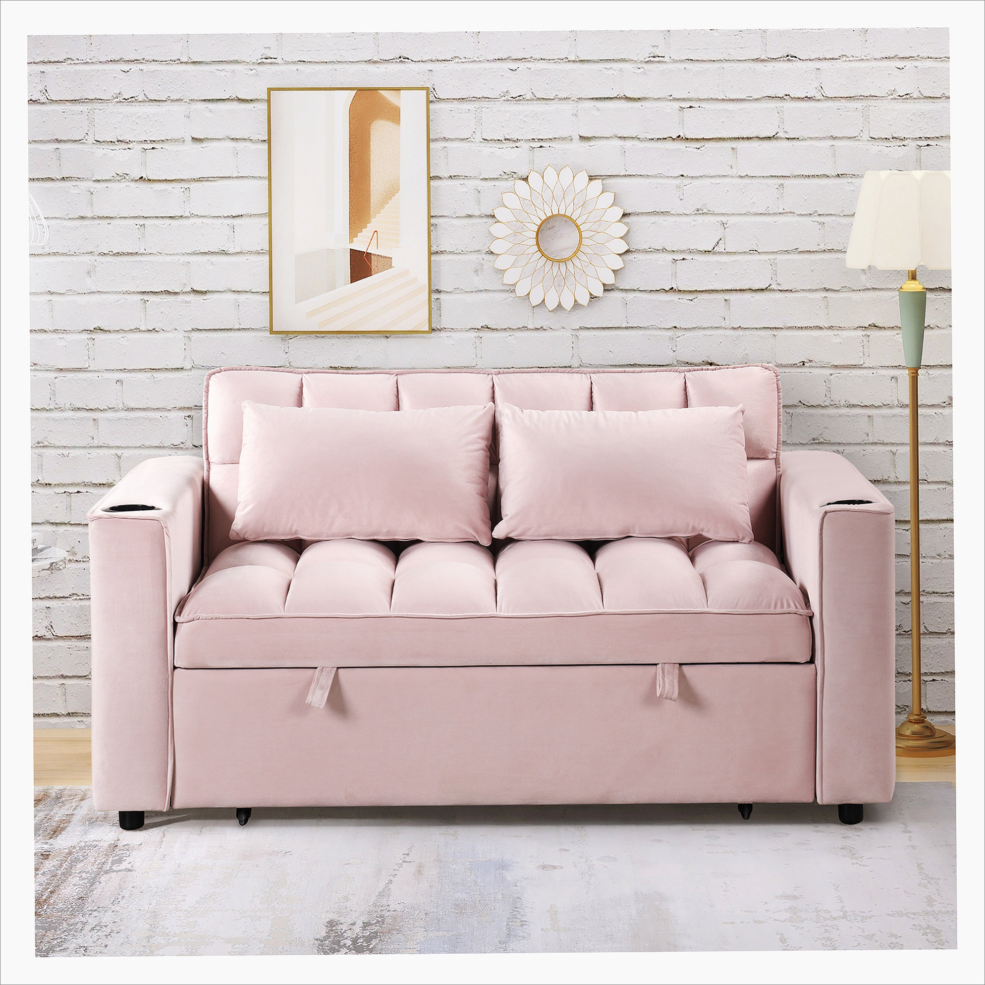 Latitude Run® 4-1 Multi-functional Sofa Bed with Cup Holder and USB ...