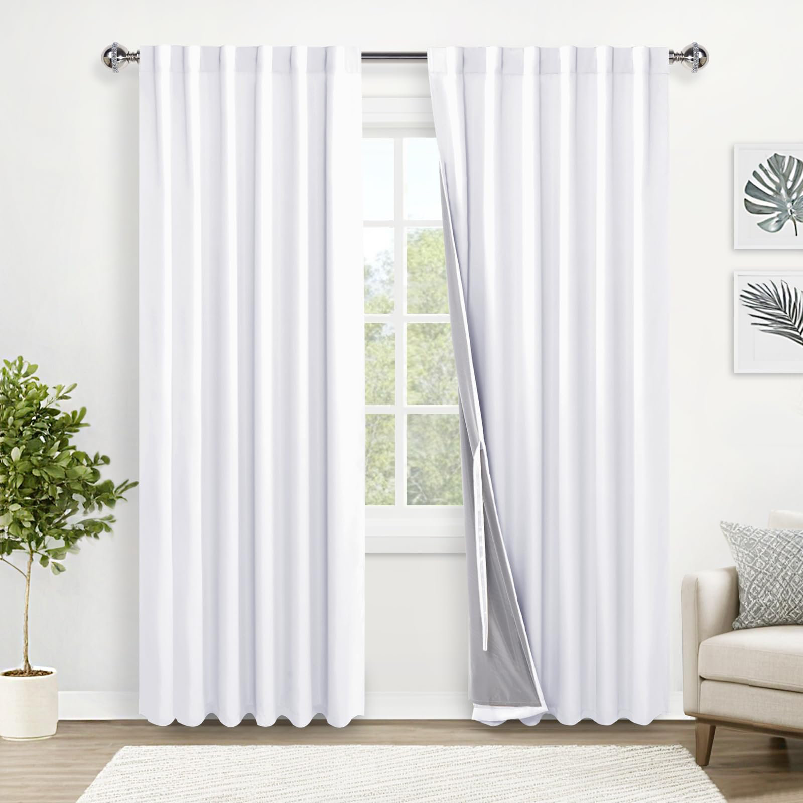 Red Barrel Studio® 100% Blackout Curtains 2 Panels With Tiebacks- Heat ...