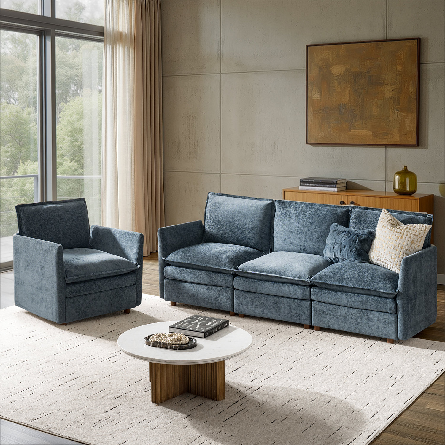 Latitude Run® Cashin 97.5“ Modern Oversized Double-Layer Cushion ...