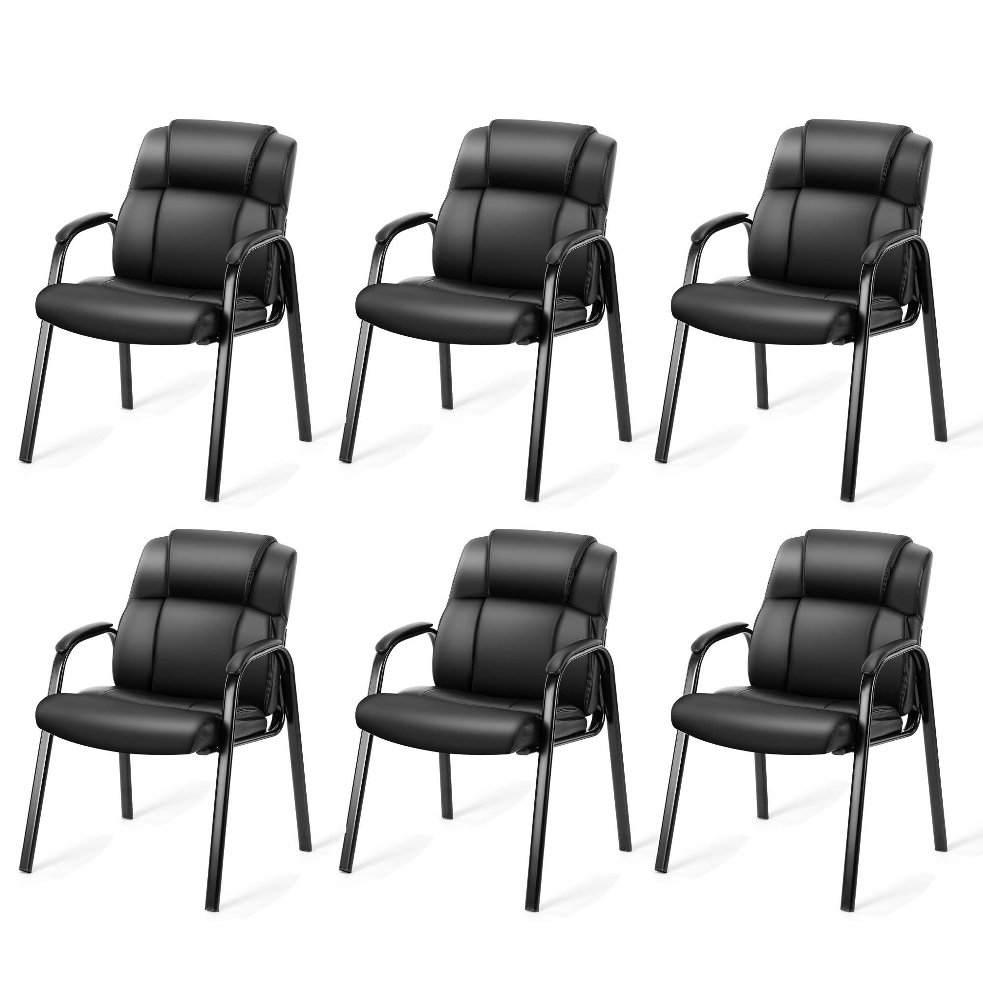 Smugdesk.com Set of 6 Faux Leather Reception Waiting Room Guest Chairs ...