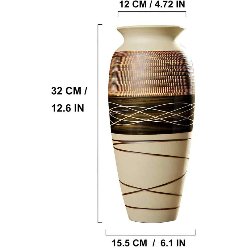 Bungalow Rose Ceramic Rustic Farmhouse Vase,Large Vintage Flower Vase ...