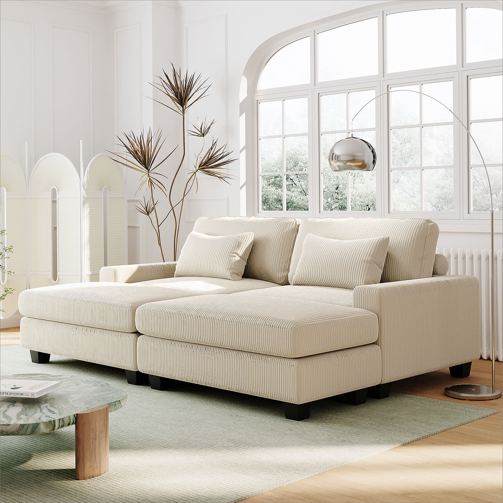 Rosdorf Park 90'' Square Arm Sofa with Removable Back Cushions and 2 ...