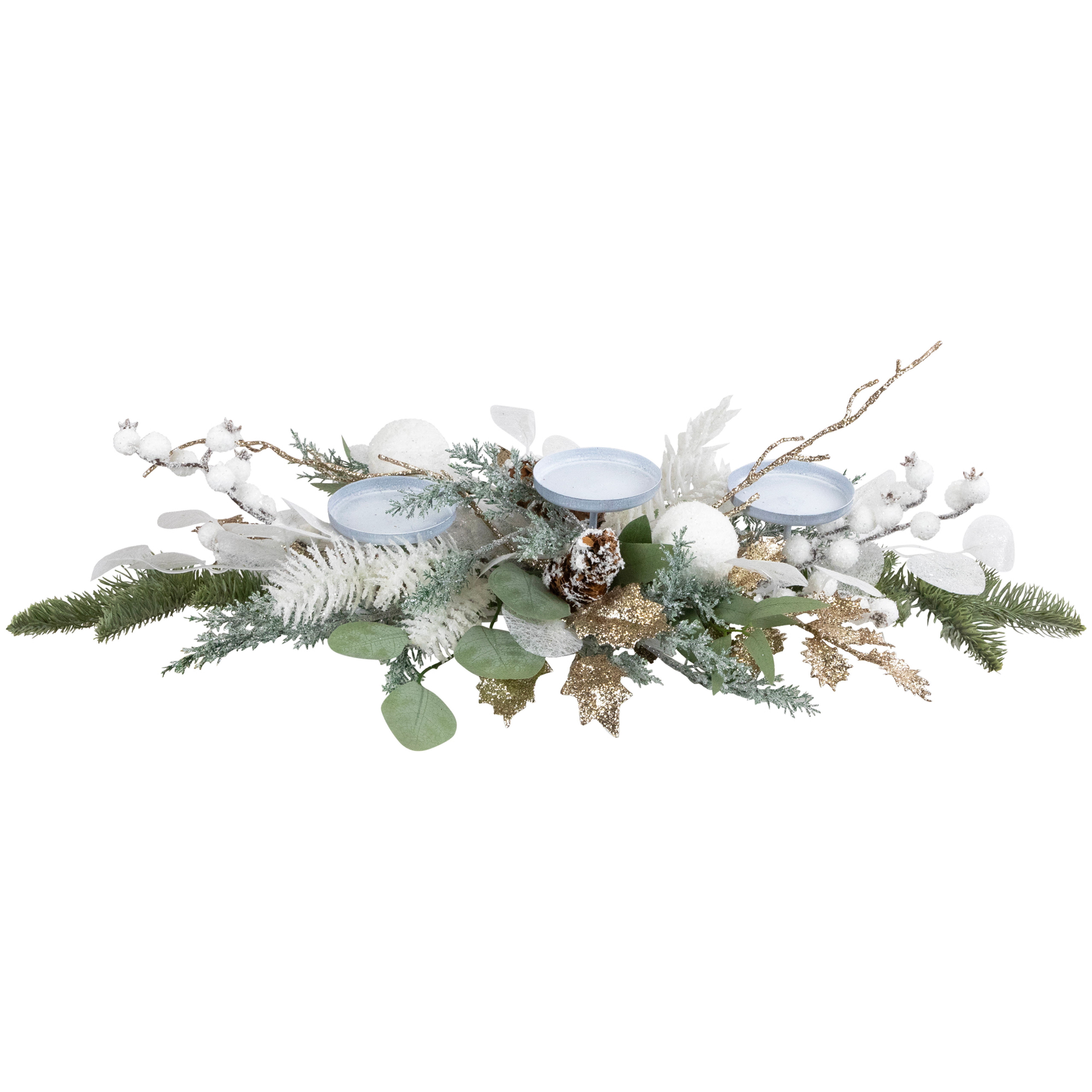 Northlight Seasonal Mixed Winter Foliage And Berries Christmas Pillar ...