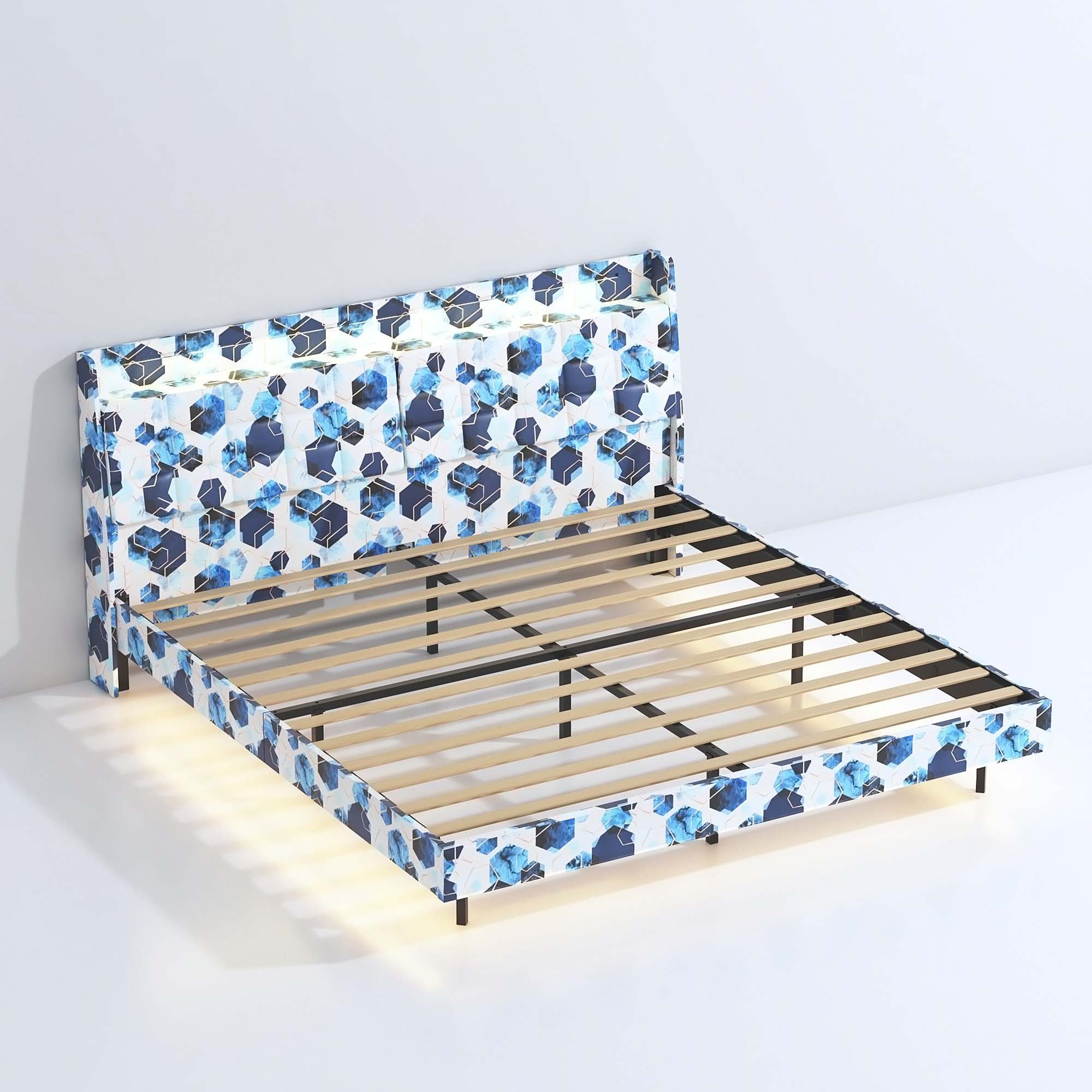 Wrought Studio™ King Size King Floating Bed Frame: LED, Charging ...