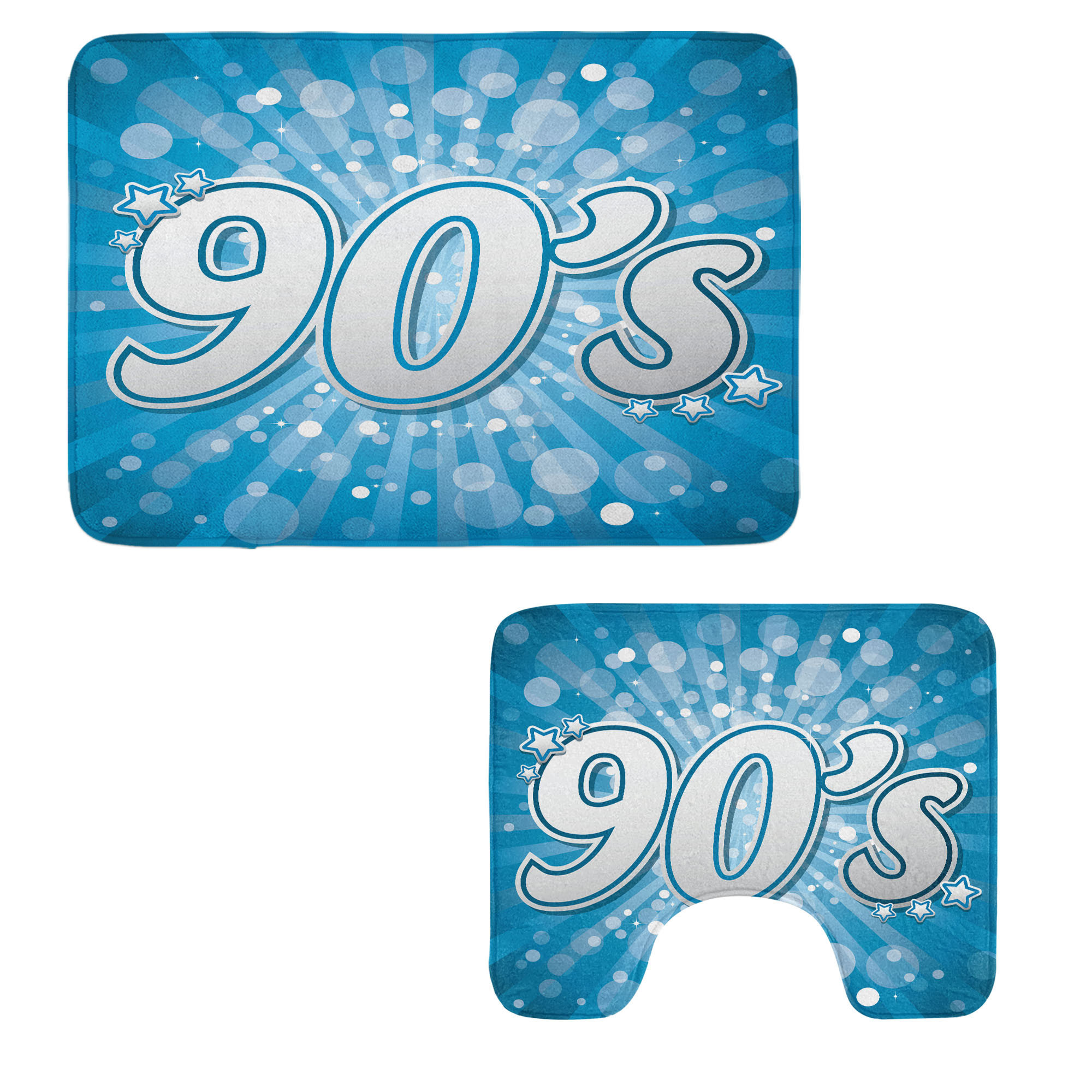 George Oliver Blue Bathroom Rug Set 2 Pieces Rectangle & Contour Mats ...