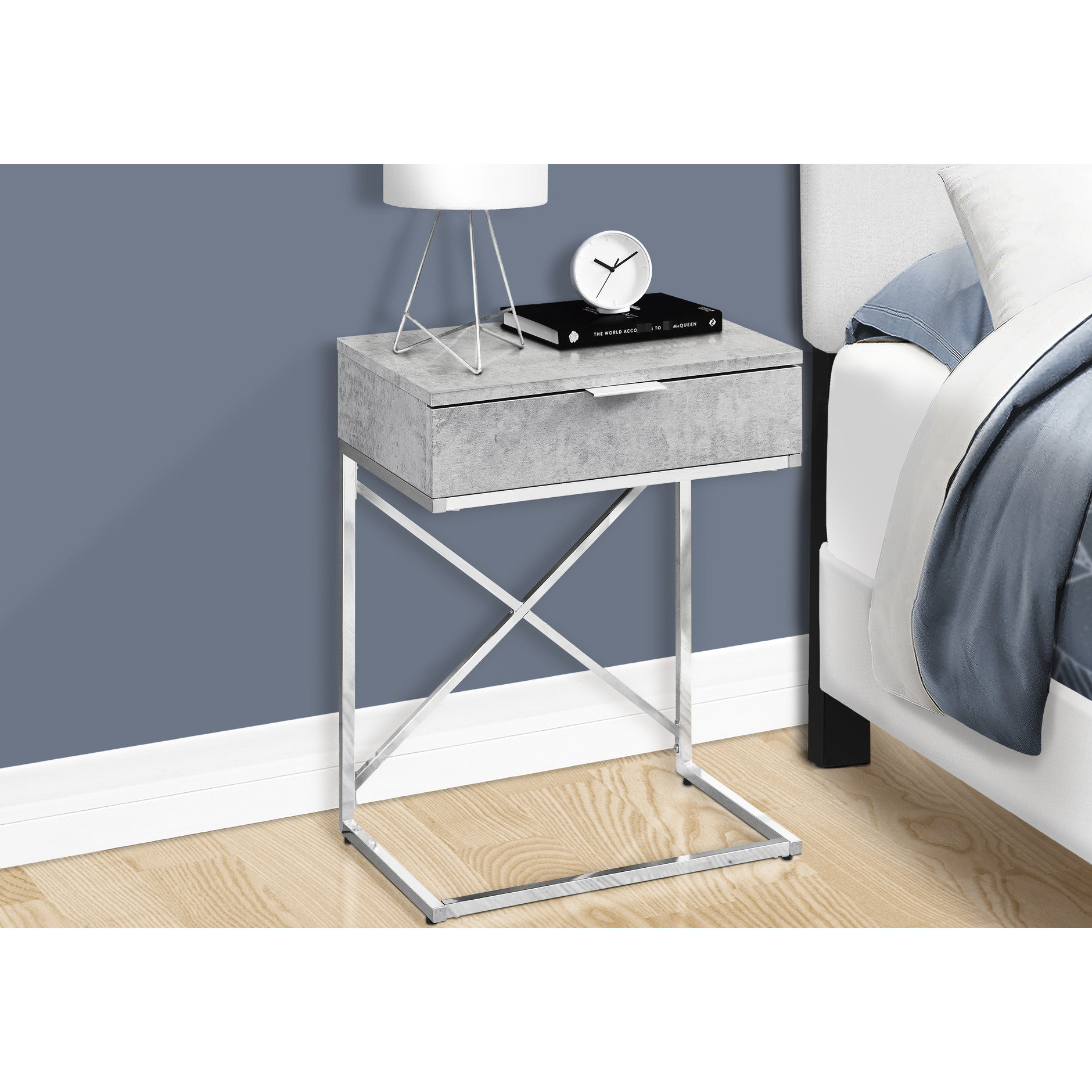 Wrought Studio™ Grey Accent Table With Storage Facility - Metal Frame ...