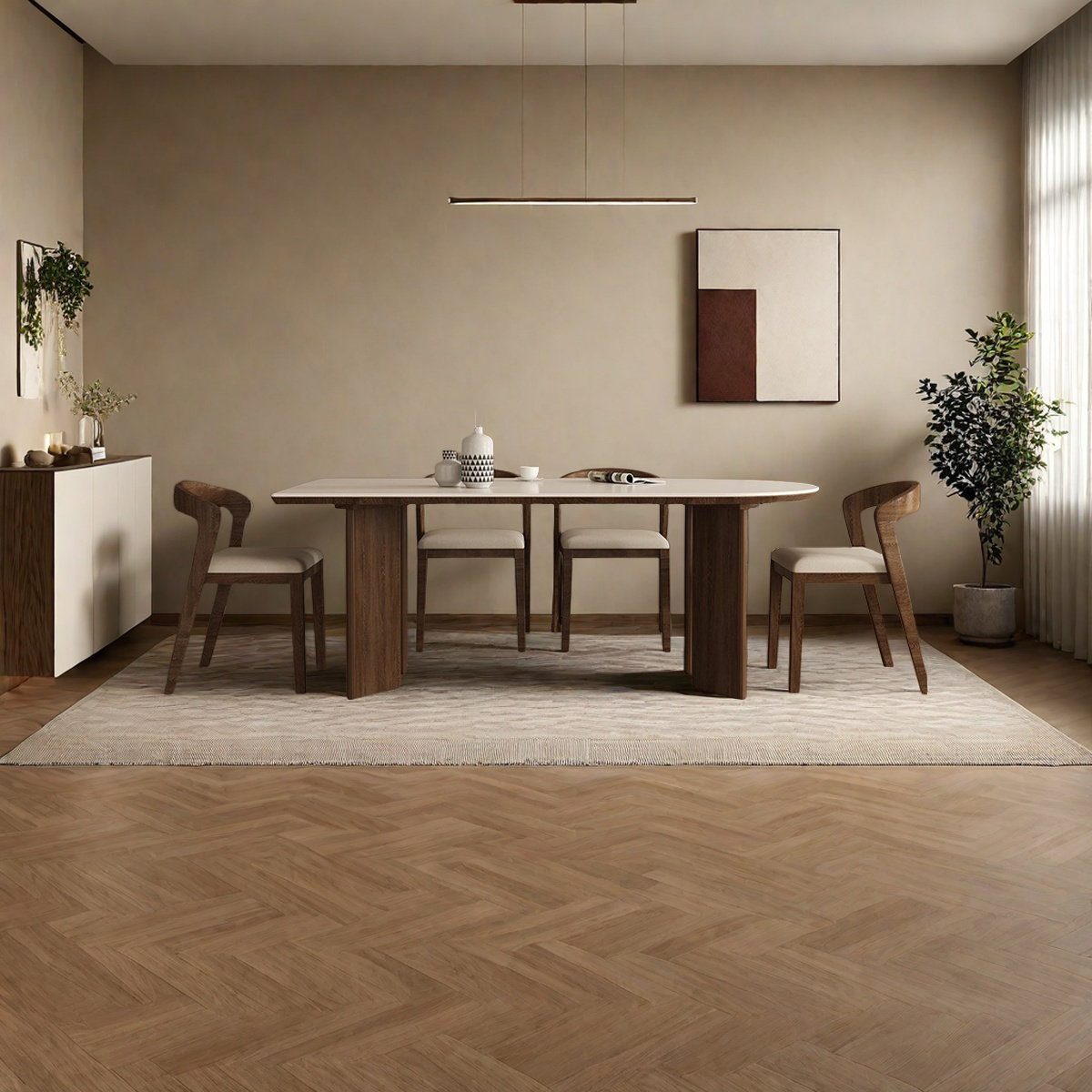 Sleek Surface Designs Minimalist Rock Table, Polar White Matte | Wayfair