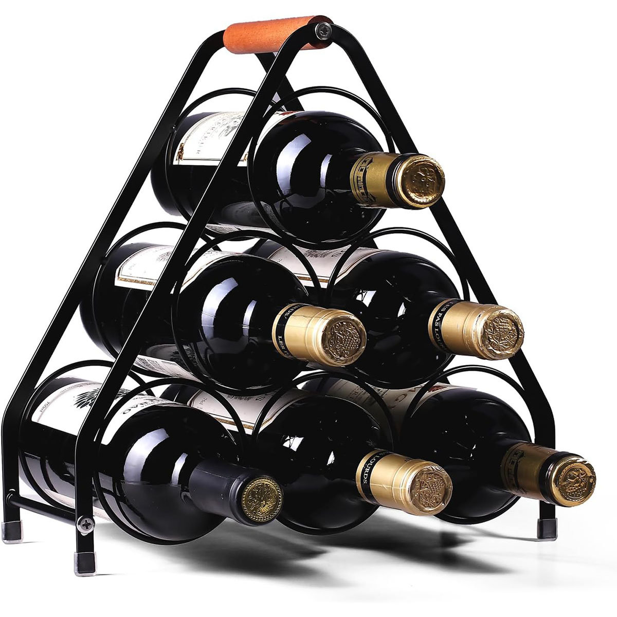 Ivy Bronx Countertop Wine Rack - 6 Bottle Freestanding Modern Gold ...