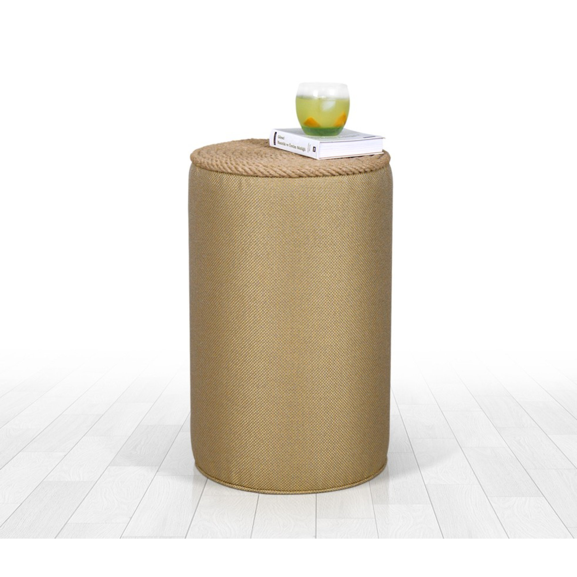 East Urban Home Jackilynn 12.2" Wide Cylinder Footstool Ottoman ...