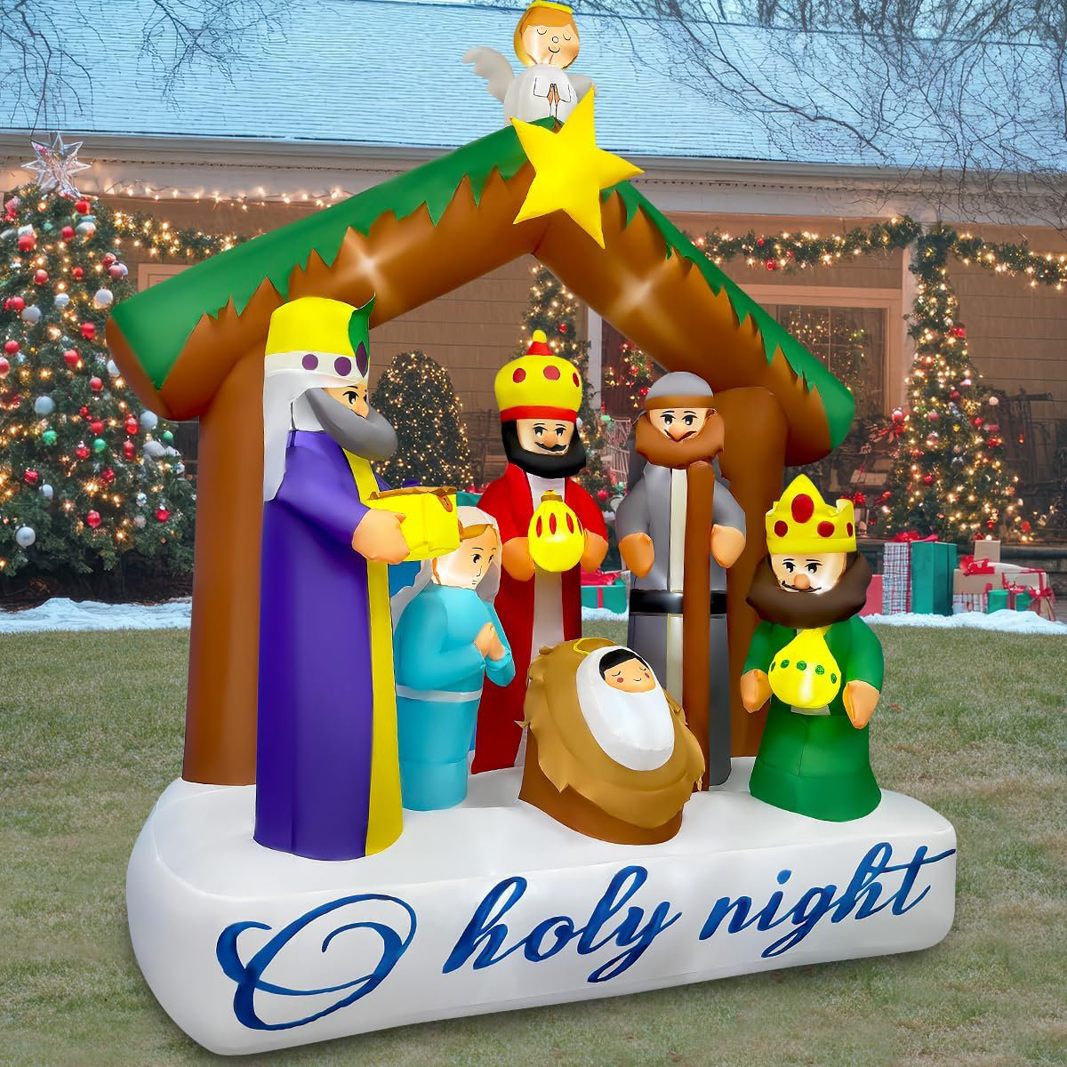The Holiday Aisle® 7Ft Christmas Inflatable Nativity Scene Outdoor ...