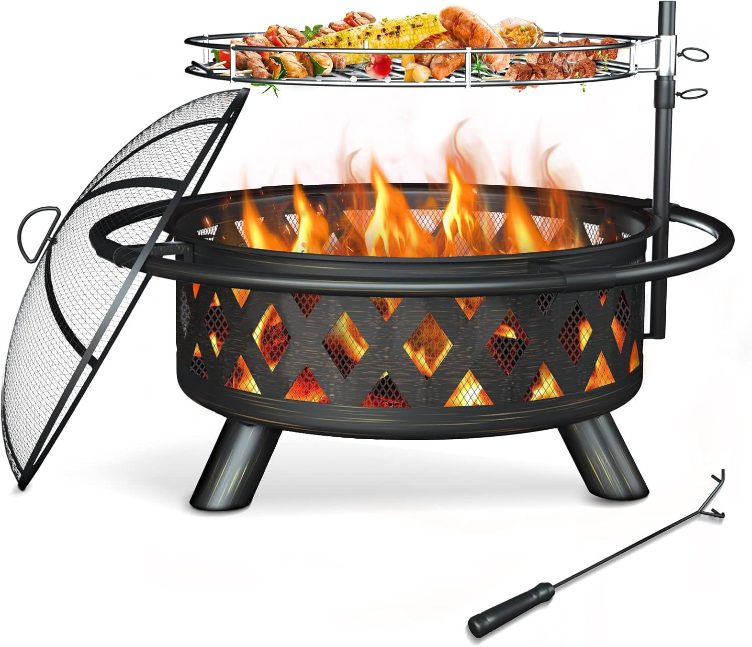 17 Stories Fire Pit for Outside, 30 Inch Large Outdoor Wood Burning ...