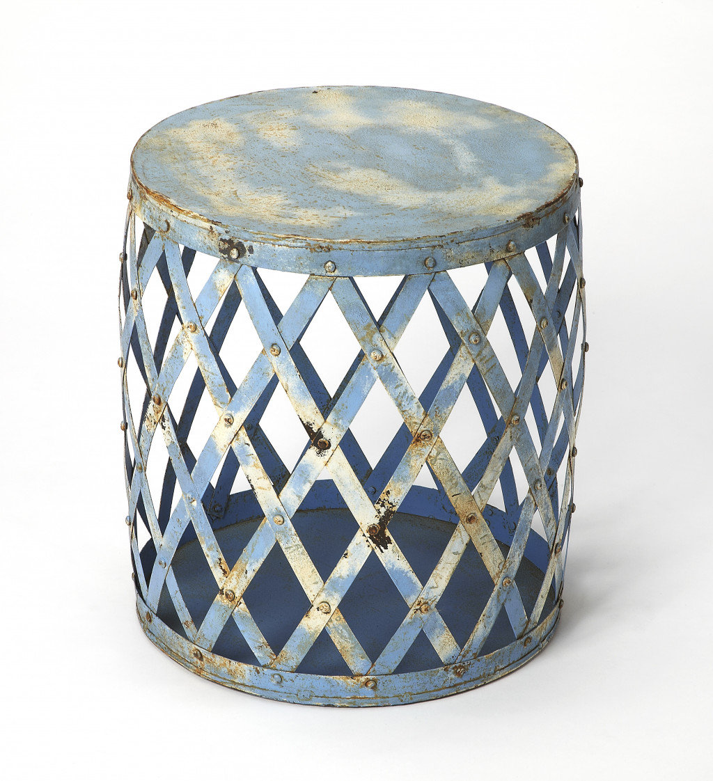 Gracie Oaks Tein Iron Drum End Table | Wayfair