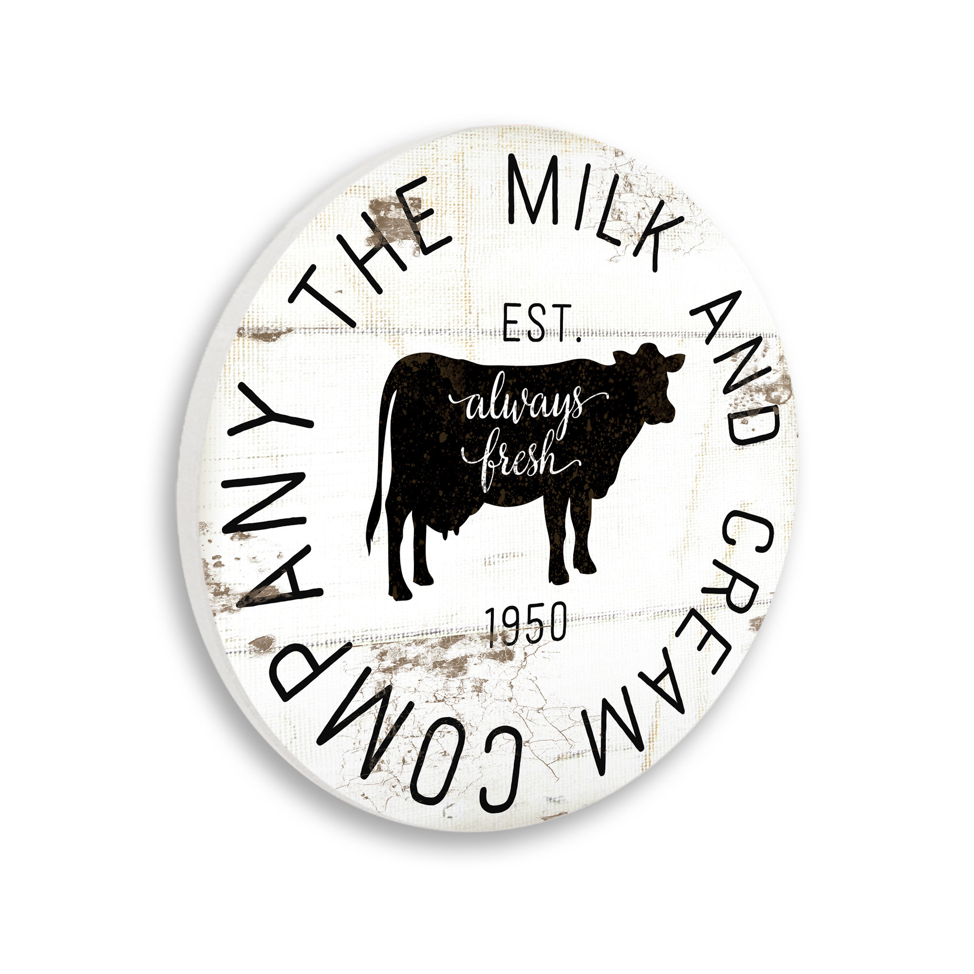 Stupell Industries Milk And Cream Company Vintage Sign Dairy Cow ...