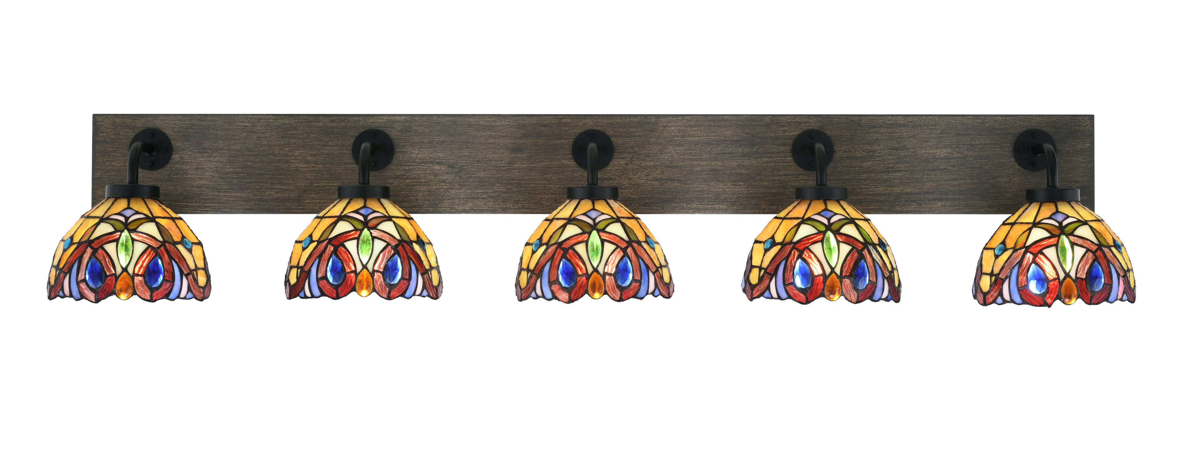 Longshore Tides Oxbridge 5 Light Bath Bar Shown With 7" Lynx Art Glass ...