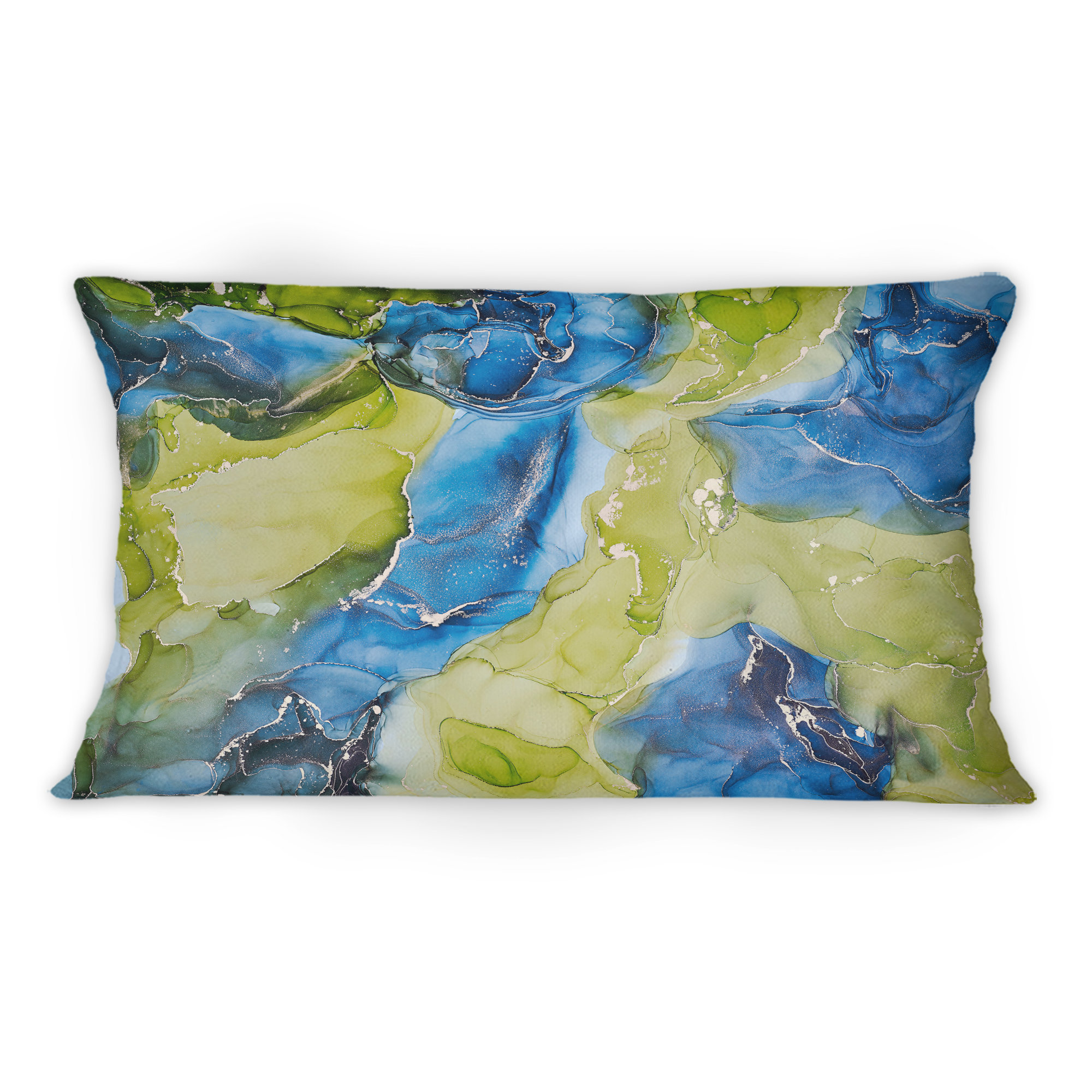 Design Art Blue And Green Luxury Abstract Fluid Art - Modern Printed ...