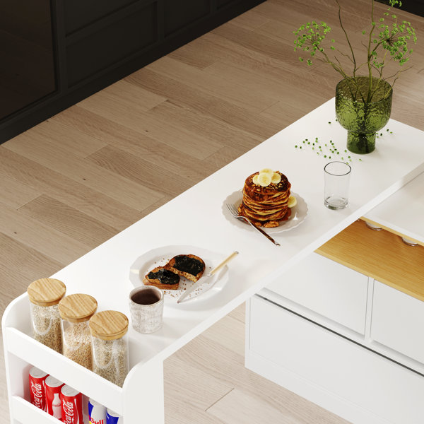 Ebern Designs Kitchen Island With Movable Dining Table And Strong ...