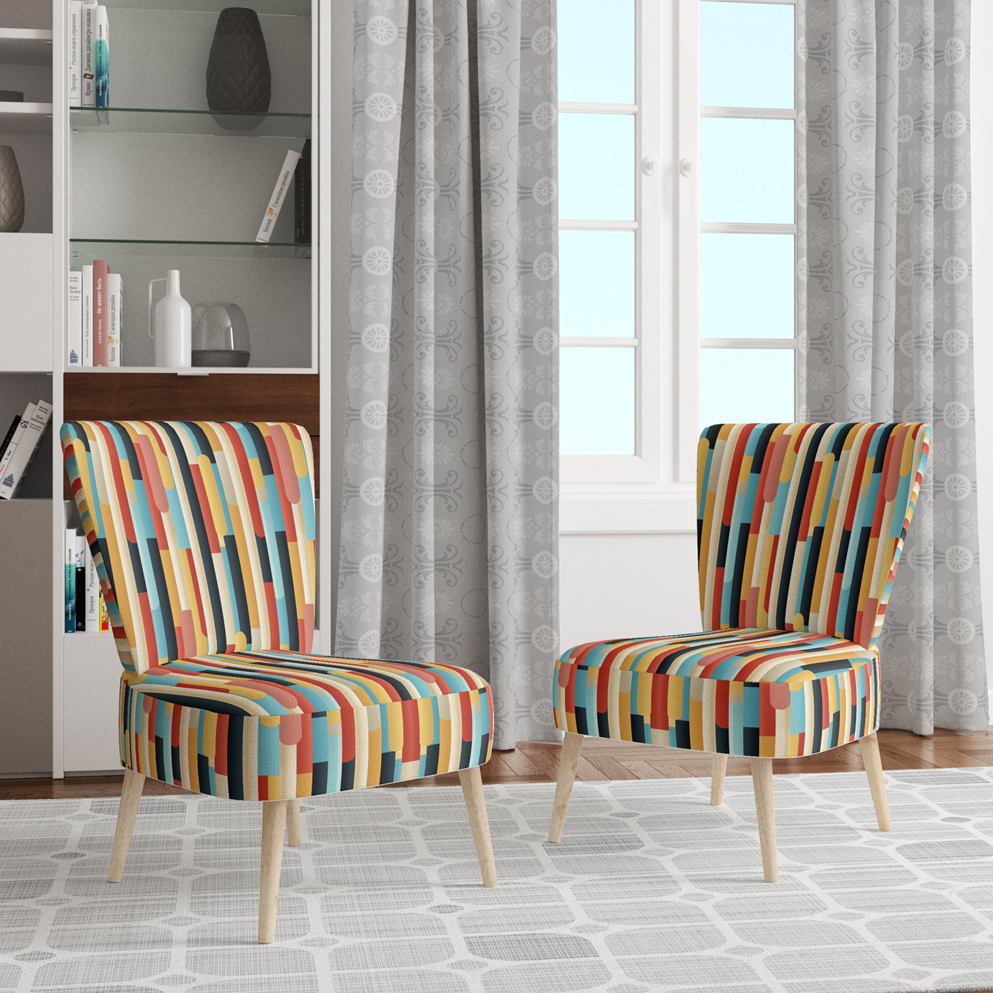 Hokku Designs Pastel Colours Midcentury Stripes Pattern I - Upholstered ...