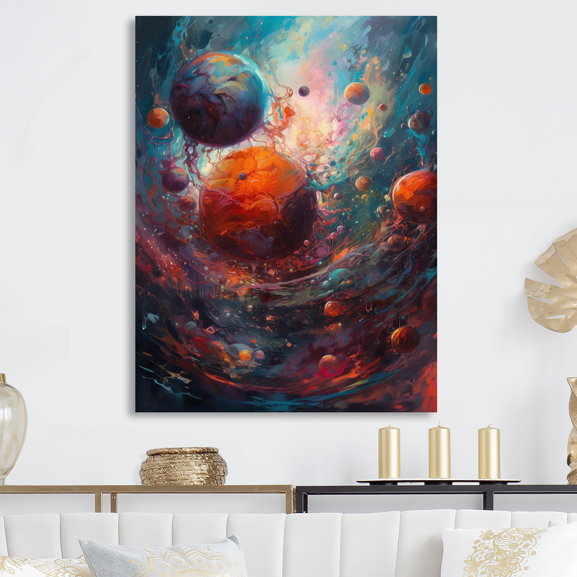 Ivy Bronx Planets in the Universe I - Surrealism landscape Metal Wall ...