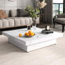 Latitude Run® Square Marble Veneer Coffee Table, 39.4'', White, Sliding ...