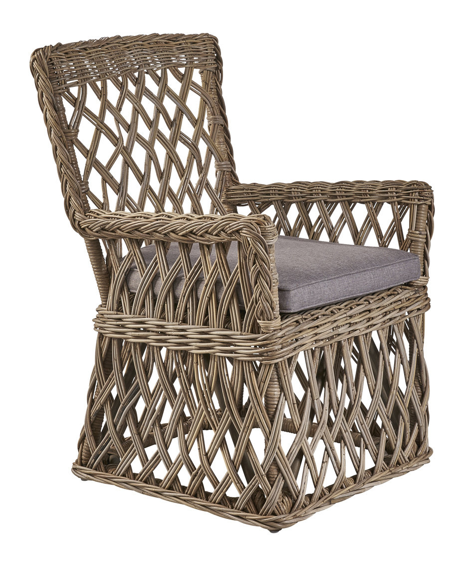 Bayou Breeze Kamini Cross Back Arm Chair in Brown | Wayfair