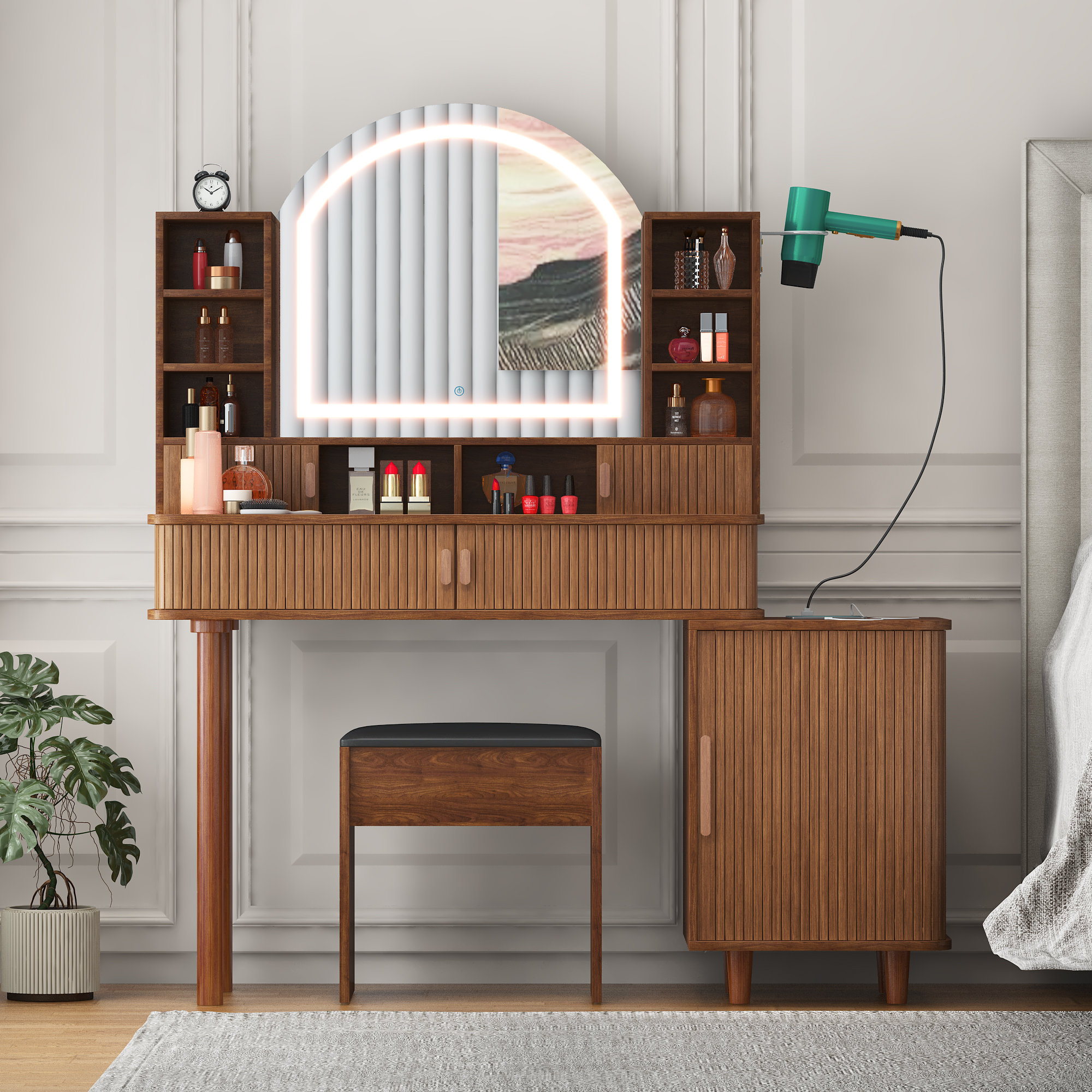 Ivy Bronx 31.5'' Makeup Vanity Set With LED Mirror - Wayfair Canada