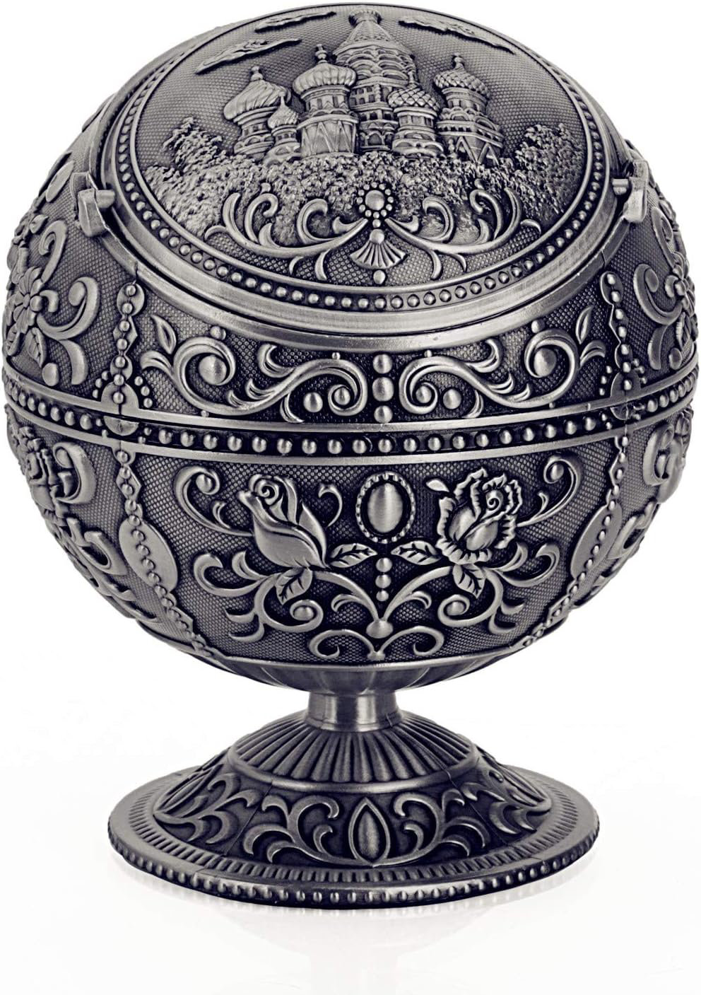 WIZIAT Vintage Windproof Ashtray With Lid For Cigarettes Metal Portable ...