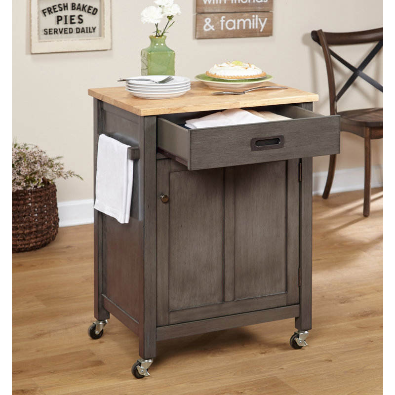 Gracie Oaks Jonesville Wood Kitchen Cart & Reviews | Wayfair