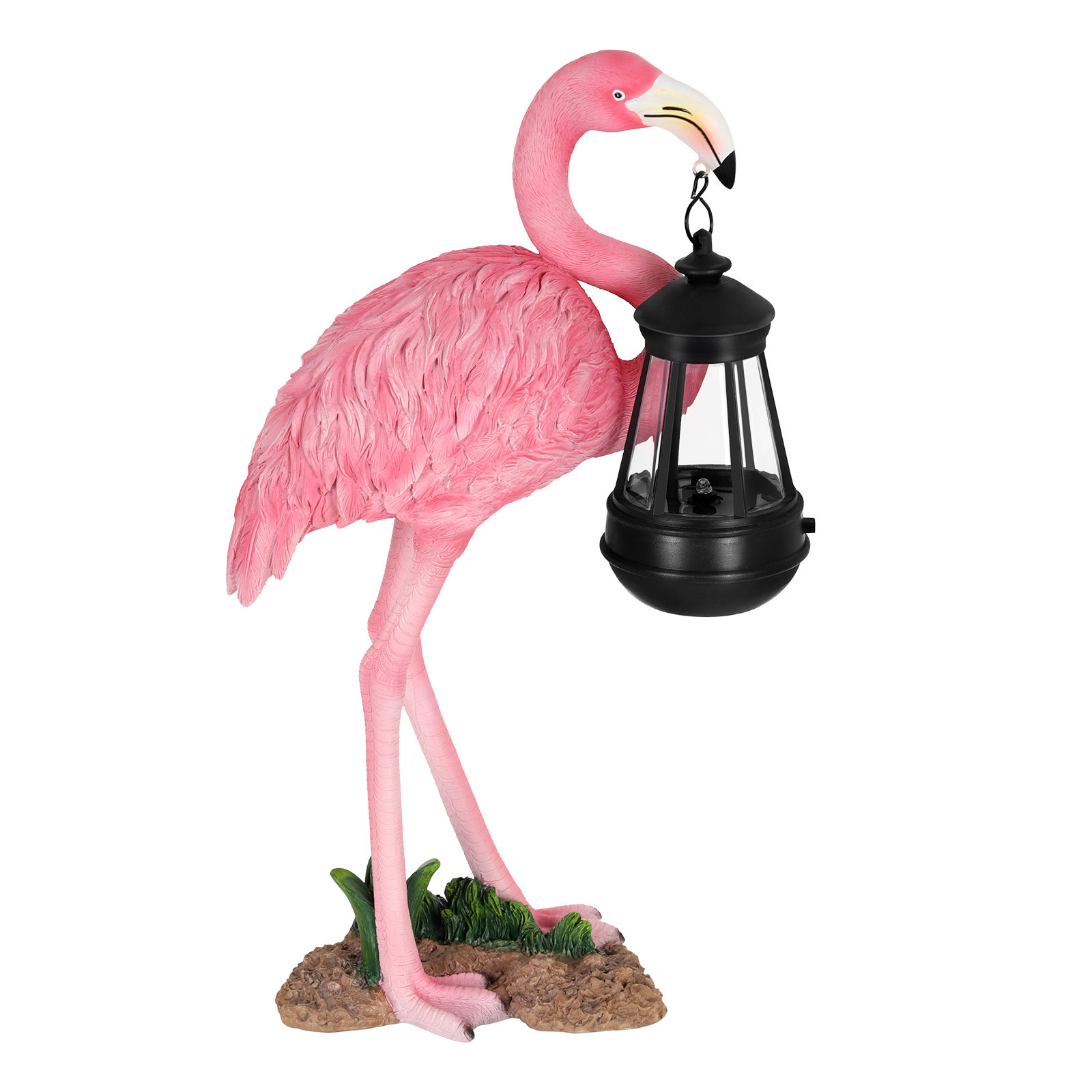 Arlmont & Co. Flamingo Statue, Solar Powered Outdoor Decorative Lights ...