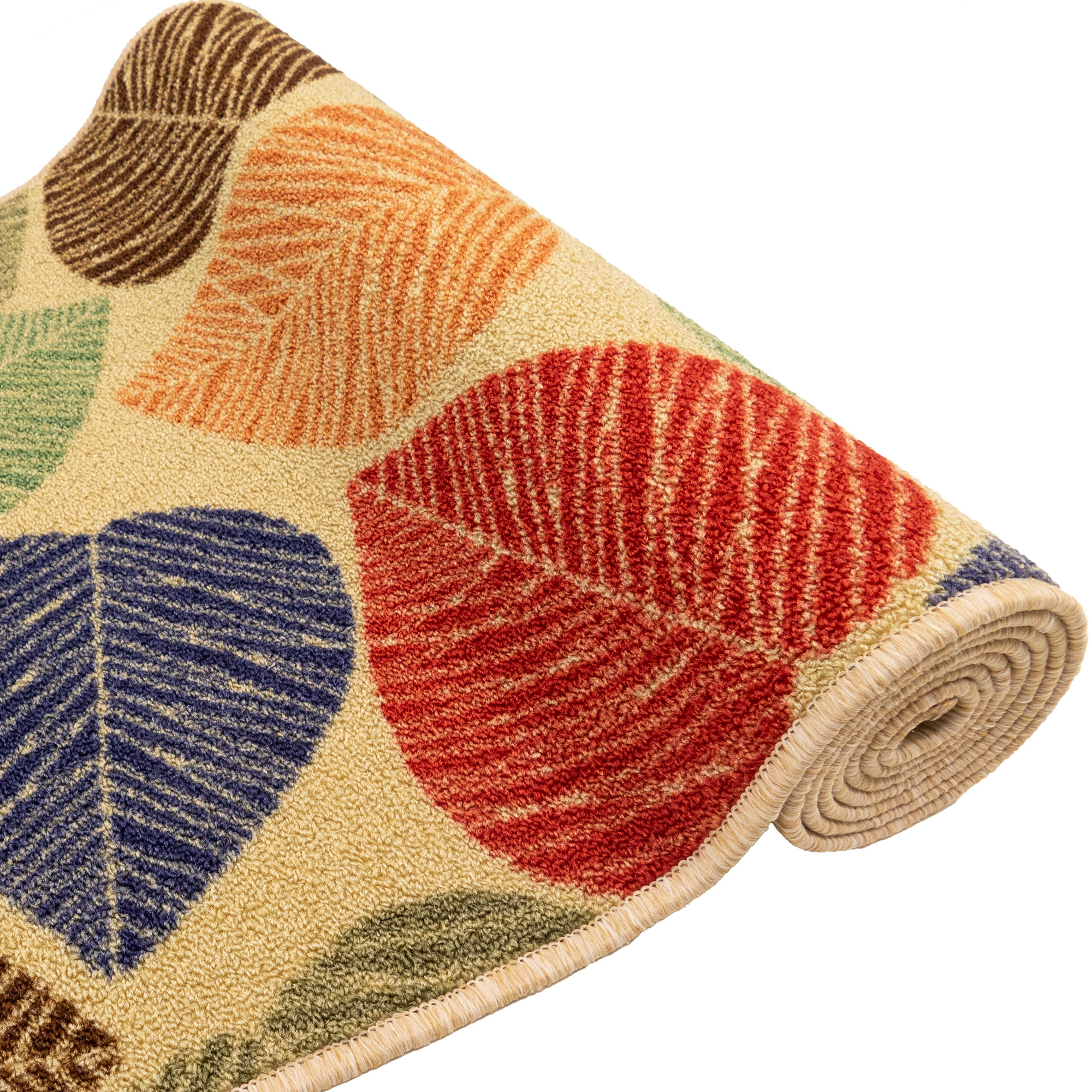 Red Barrel Studio Custom Size Runner Rug Floral Leaves Low Pile Slip ...