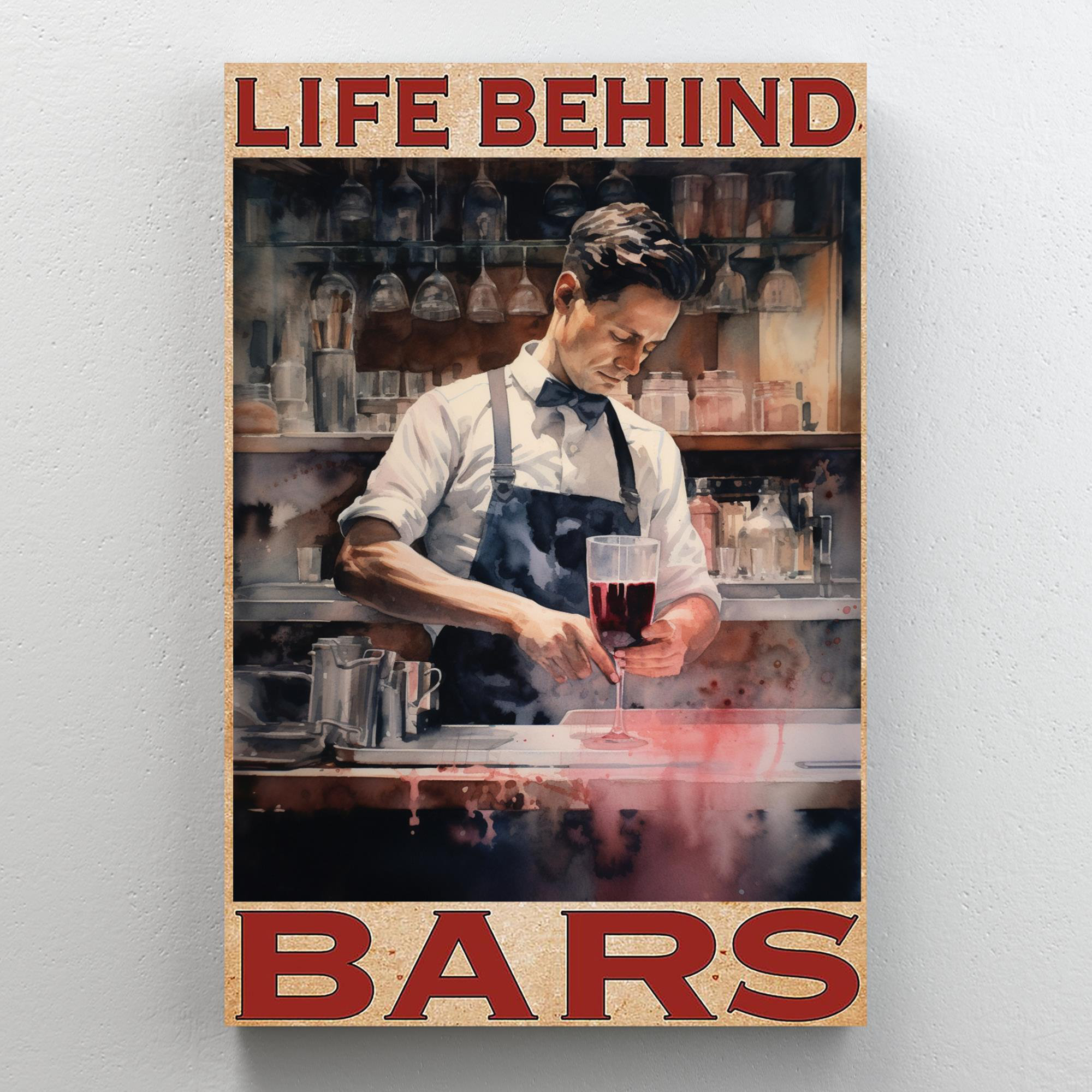 Trinx Bartender Life Behind Bars On Canvas Graphic Art | Wayfair