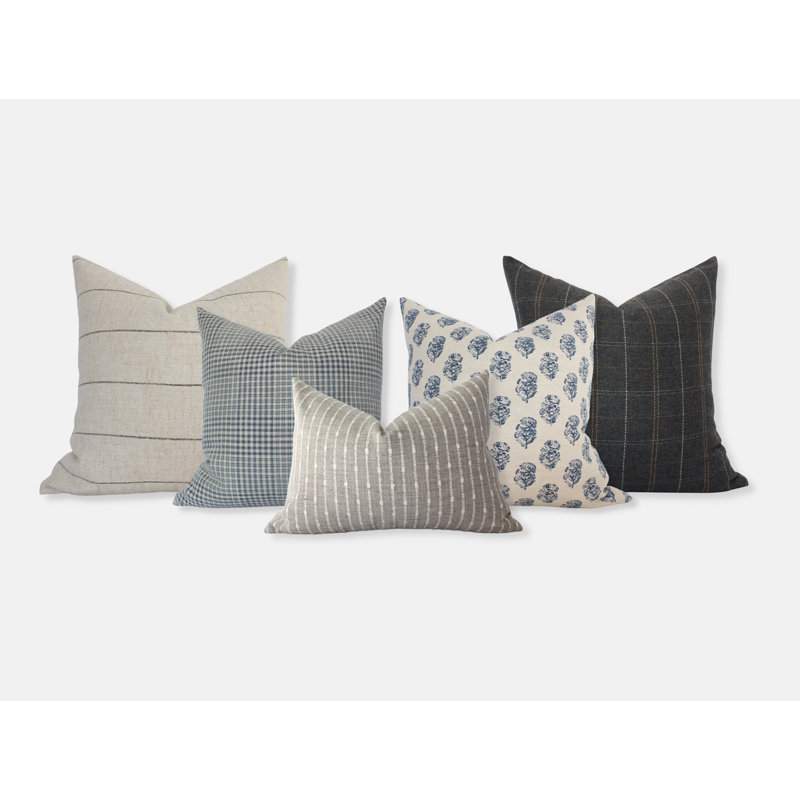Textileish Blue Pillow Combination, Sofa Pillow Cover Sets | Wayfair