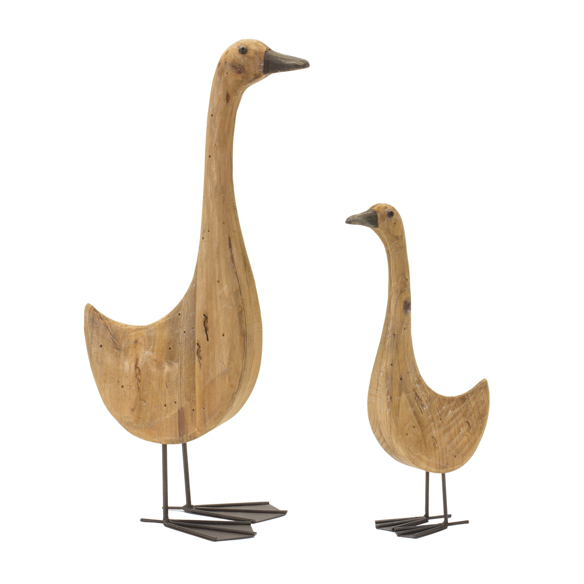 August Grove® August Grove Salonis 2 Piece Wood/Iron Goose Set | Wayfair