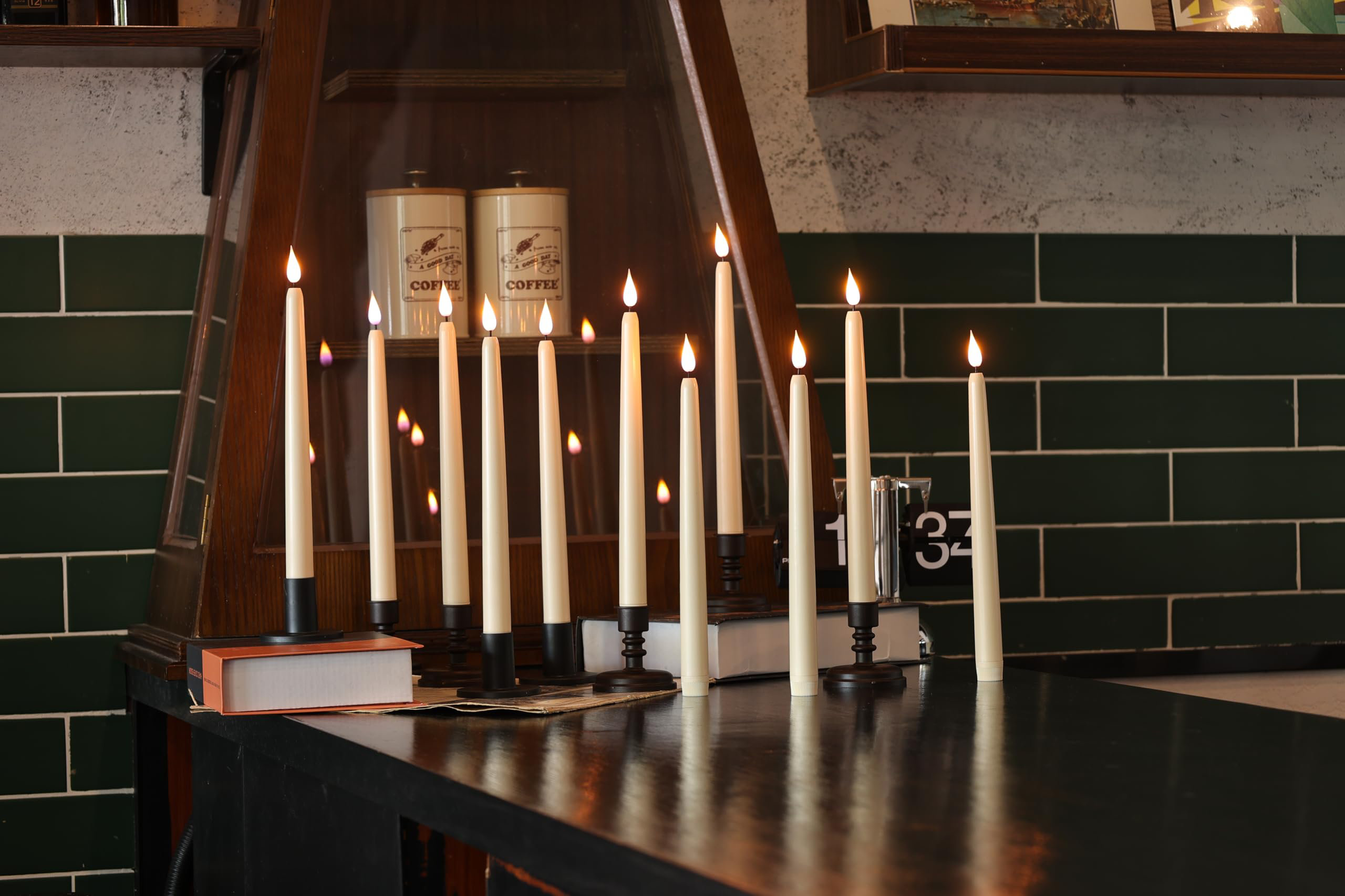 Hokku Designs Fireless Window Candle, Cone Battery Powered LED Timed ...