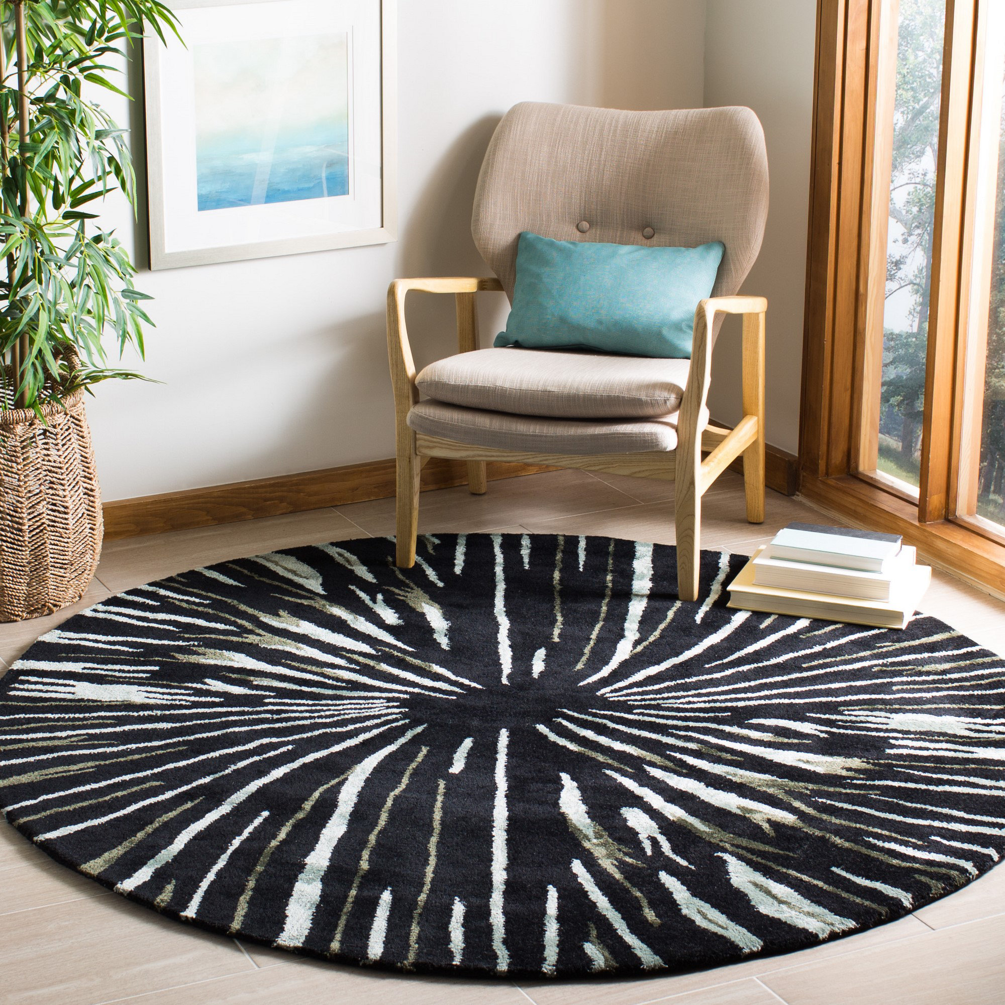 Wrought Studio™ Soho Hand Tufted Wool And Viscose Abstract Rug | Wayfair