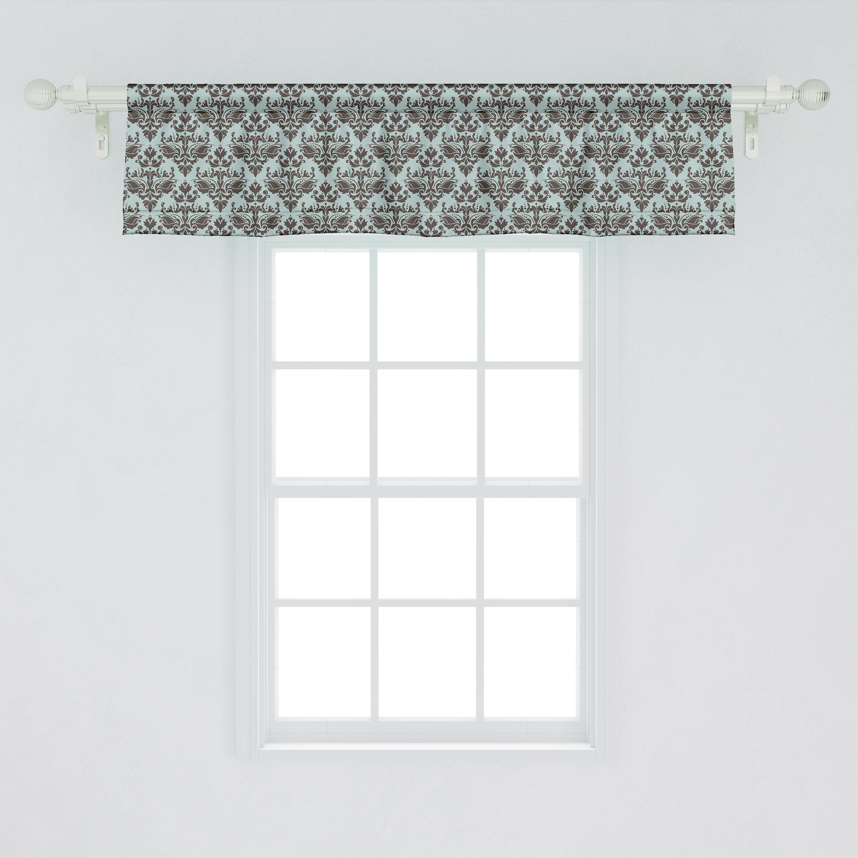 Ambesonne Damask Valance Pack of 2 Damask Shapes Motif Teal Brown | Wayfair