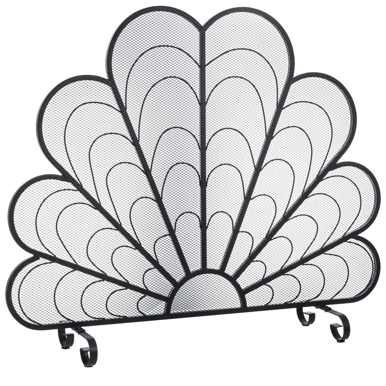Winston Porter Montrece Peacock Metal Fireplace Screen | Wayfair